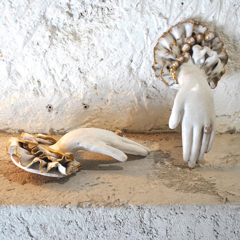 Pair of Ceramic Hands 1920s in Art Deco For Sale at 1stDibs