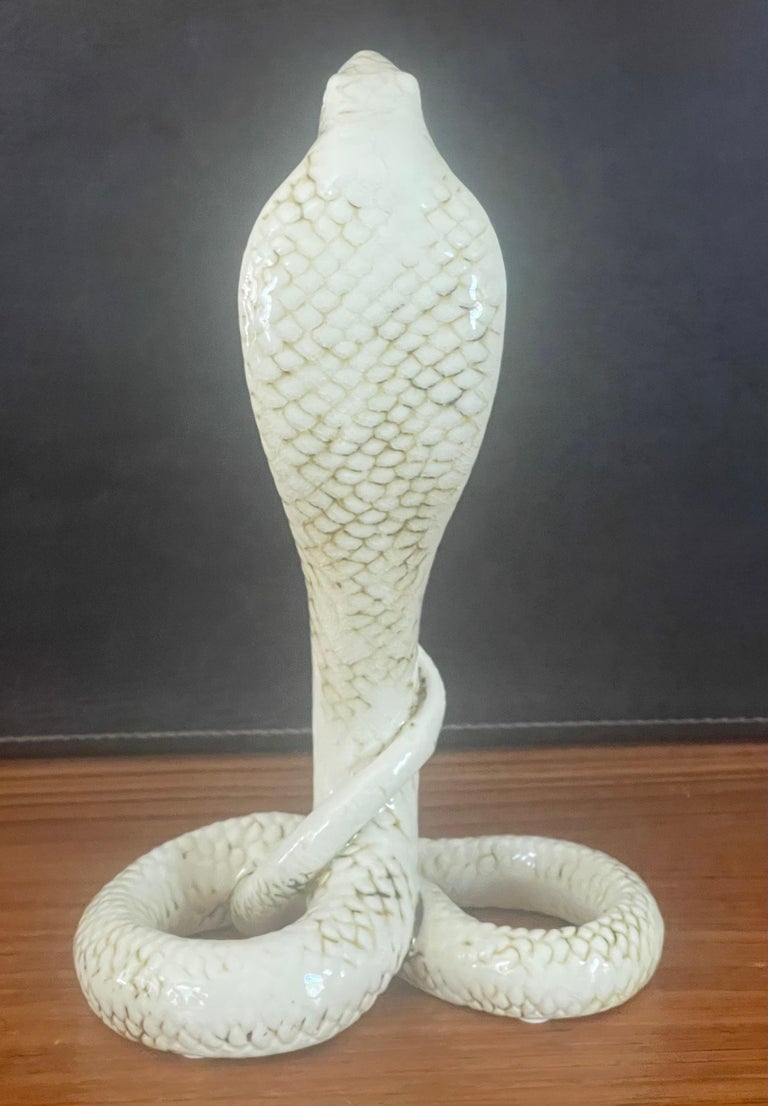 Pair of Ceramic King Cobra Snake Sculptures For Sale at 1stDibs