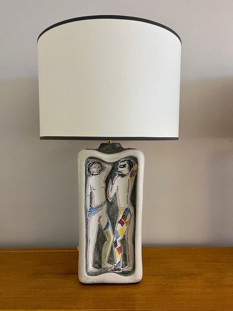 Pair of Ceramic Lamps by Marcello Fantoni, Italy, 1950s For Sale at 1stDibs
