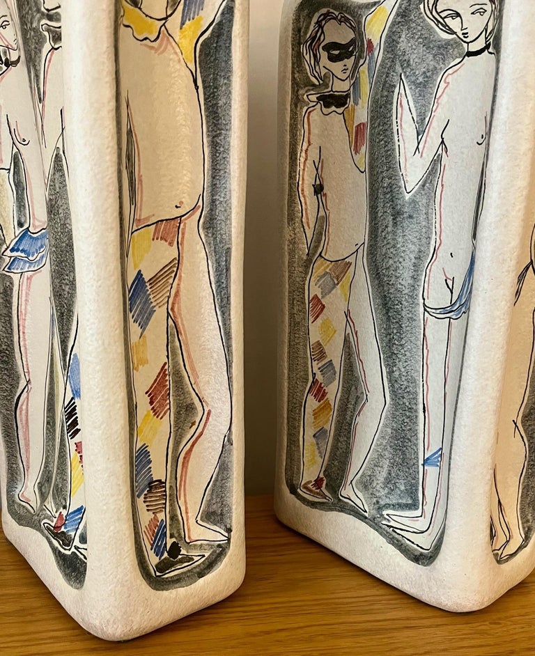 Pair of Ceramic Lamps by Marcello Fantoni, Italy, 1950s For Sale at 1stDibs