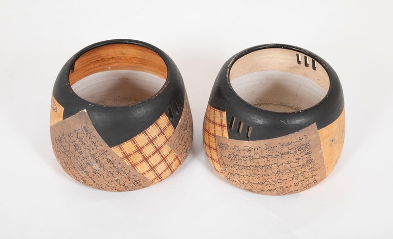 Pair of Ceramic Round Shaped Japanese Hibachi's For Sale at 1stDibs