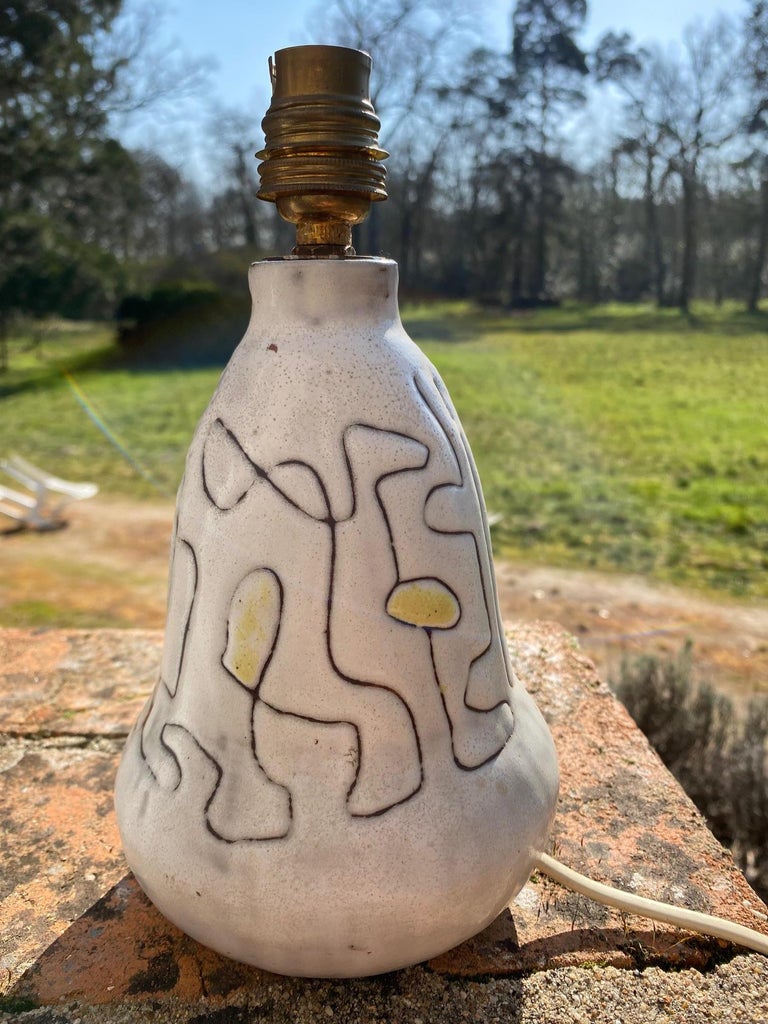 Paire de lampes de table en céramique de Jean Rivier and Juliette Derel ...