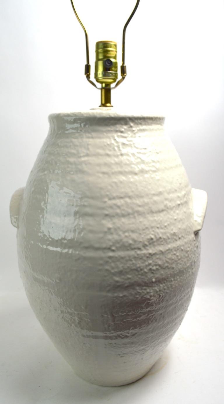 Pair of Ceramic White on White Jar Form Table Lamps at 1stDibs