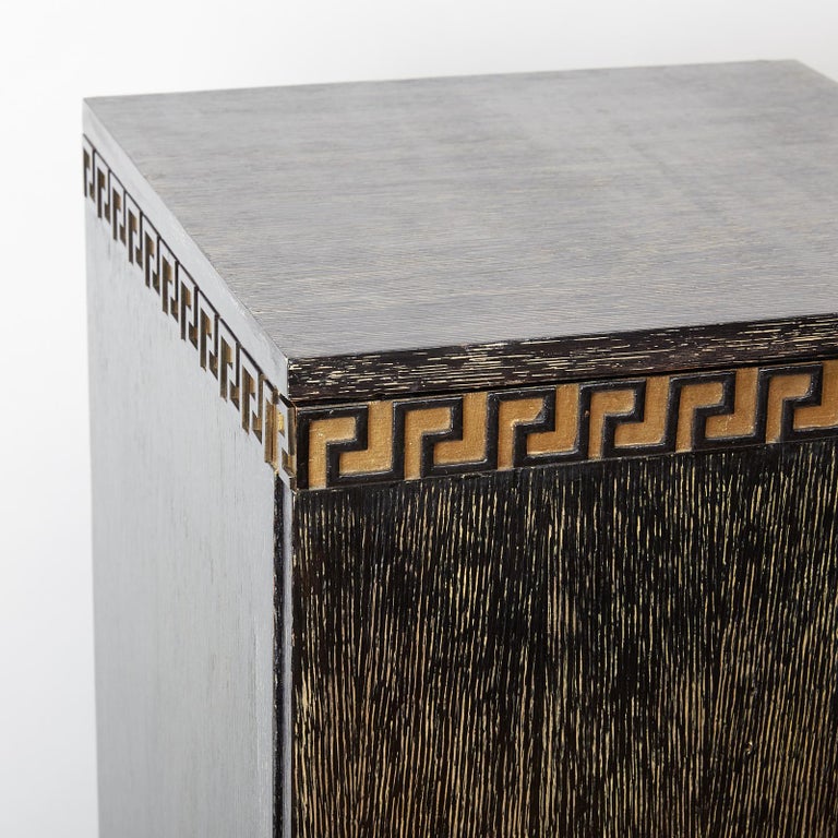 Pair of Cerused Oak Cabinets with Greek Key Frieze by James Mont For ...