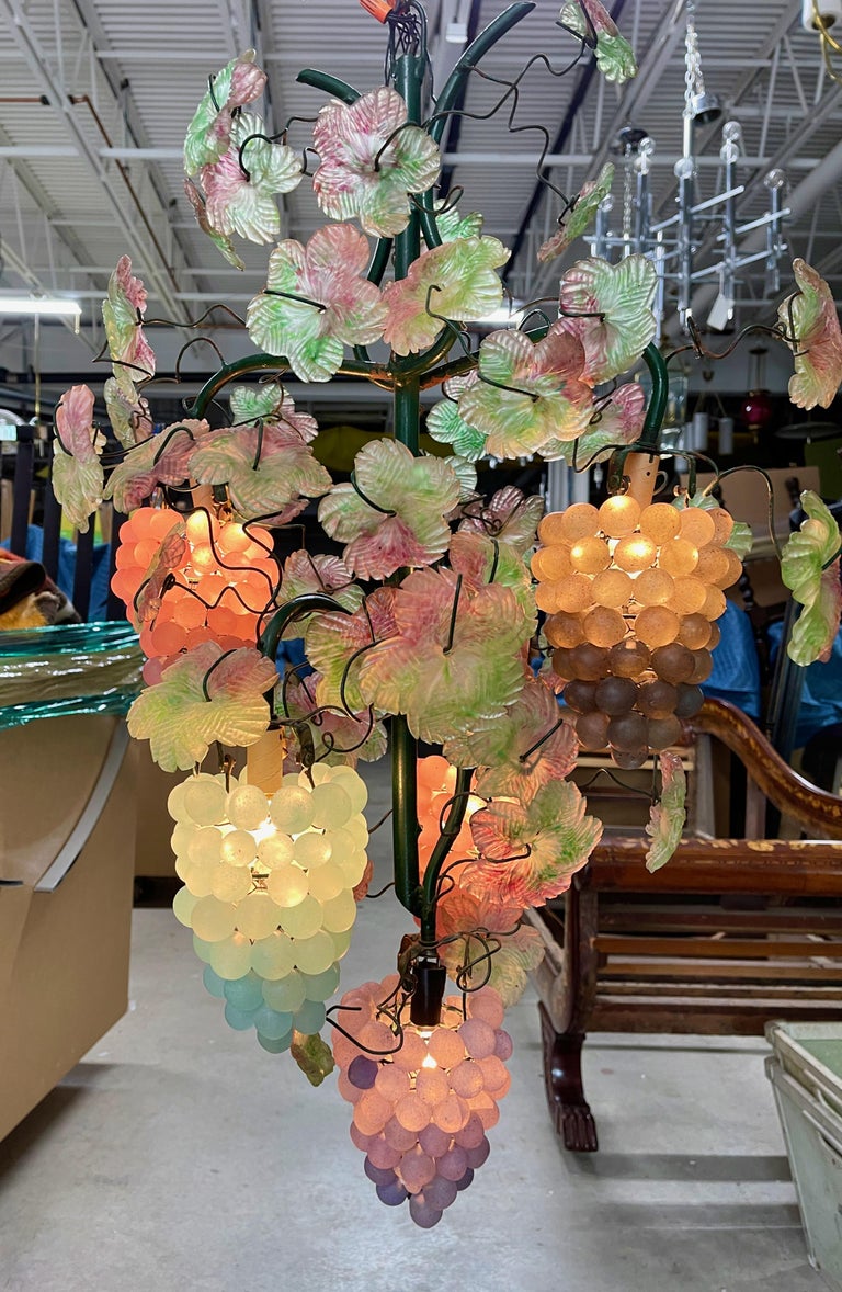 Cesare Toso Murano Glass Grape Vine Chandelier (2) For Sale at 1stDibs