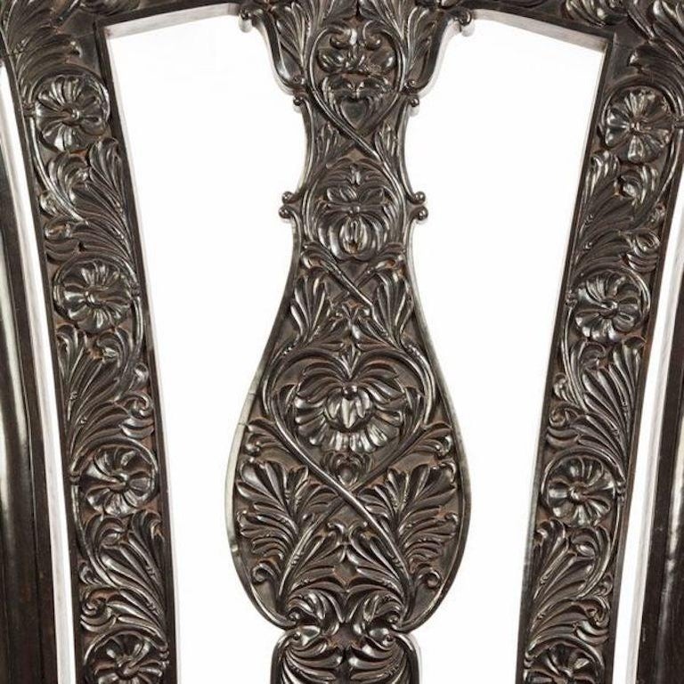 Pair of Ceylonese Solid Ebony Hall Chairs For Sale at 1stDibs