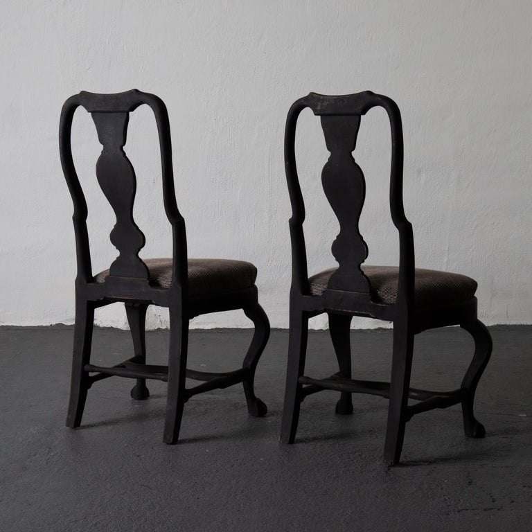 Pair of Chairs Swedish Black Rococo, 18th Century, Sweden at 1stDibs