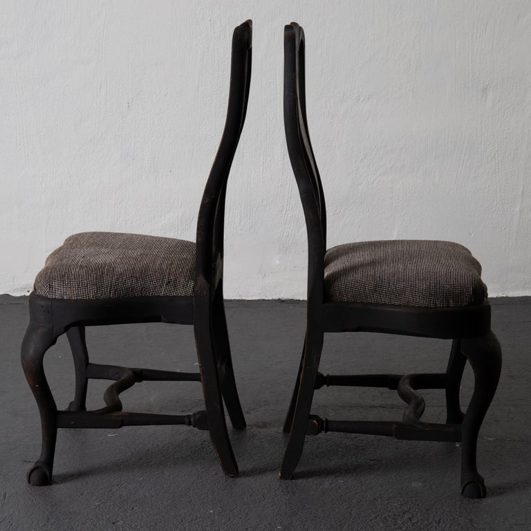 Pair of Chairs Swedish Black Rococo, 18th Century, Sweden at 1stDibs