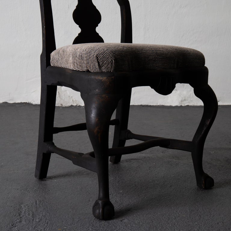 Pair of Chairs Swedish Black Rococo, 18th Century, Sweden at 1stDibs