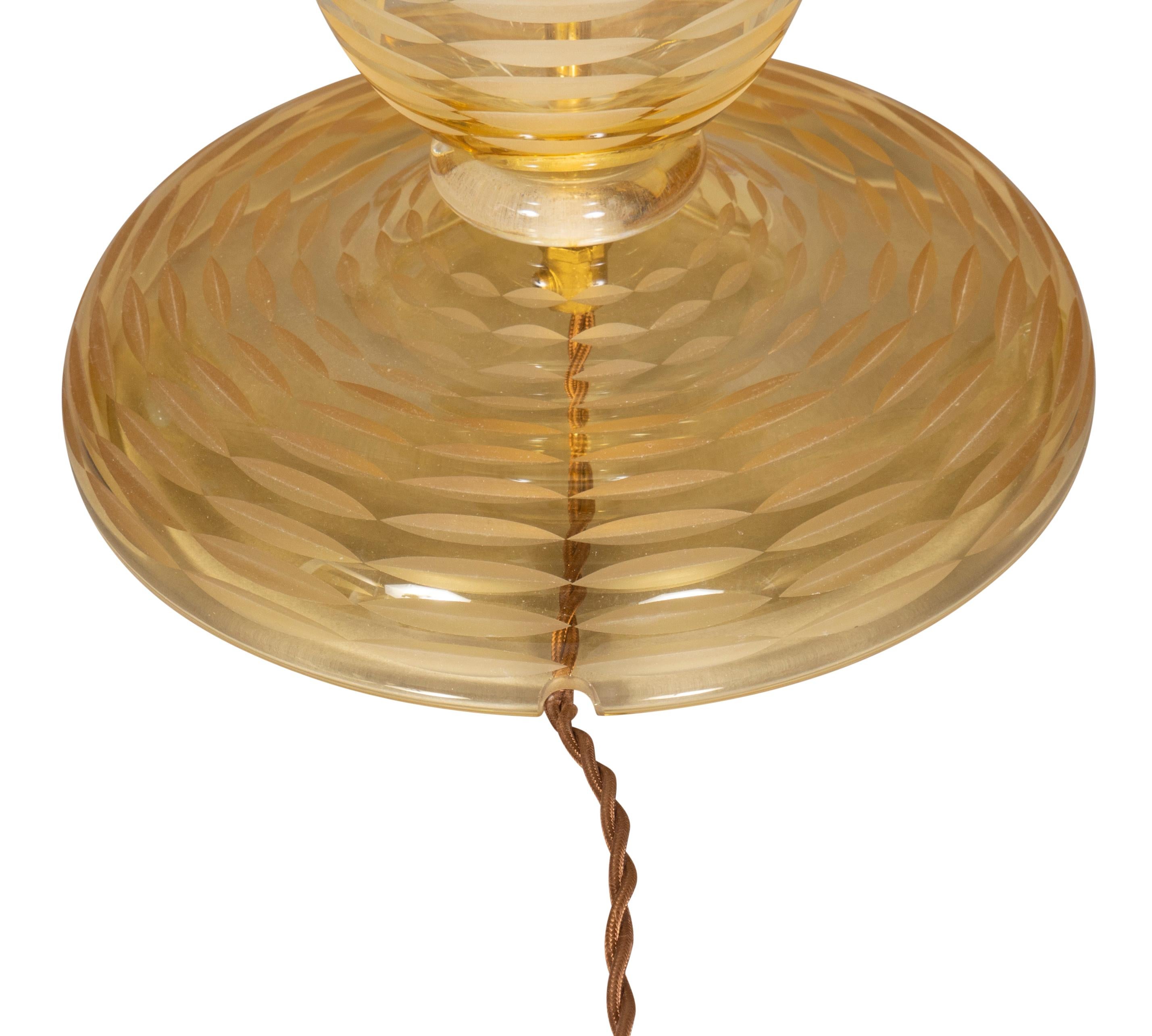 Pair of Champagne Color Cut Glass Table Lamps For Sale at 1stDibs