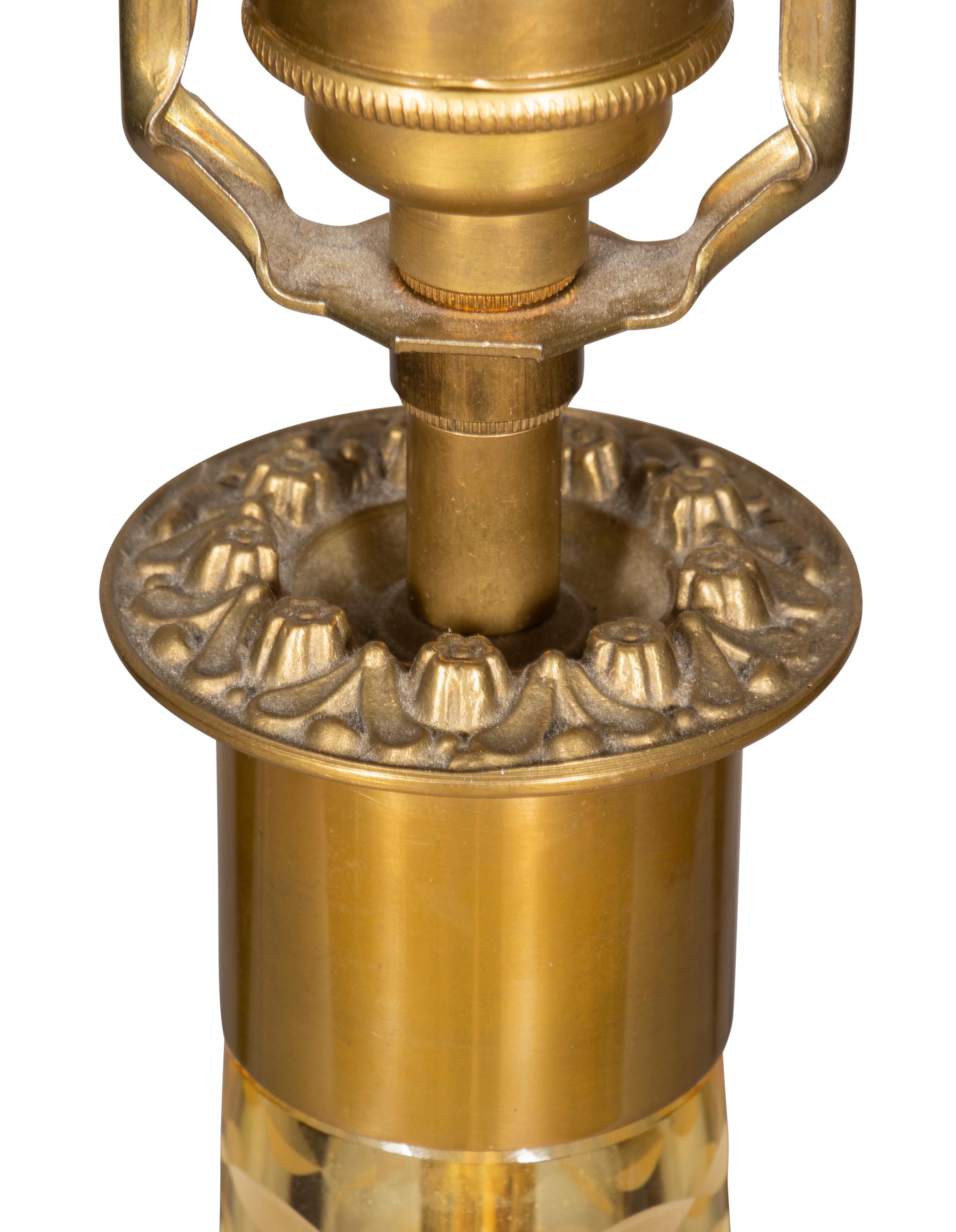 Pair of Champagne Color Cut Glass Table Lamps For Sale at 1stDibs