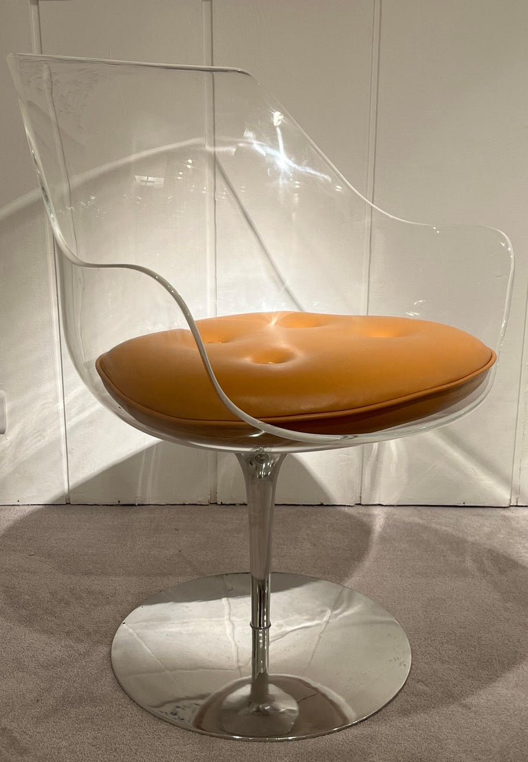 Pair of Champagne Lucite Chairs For Sale at 1stDibs