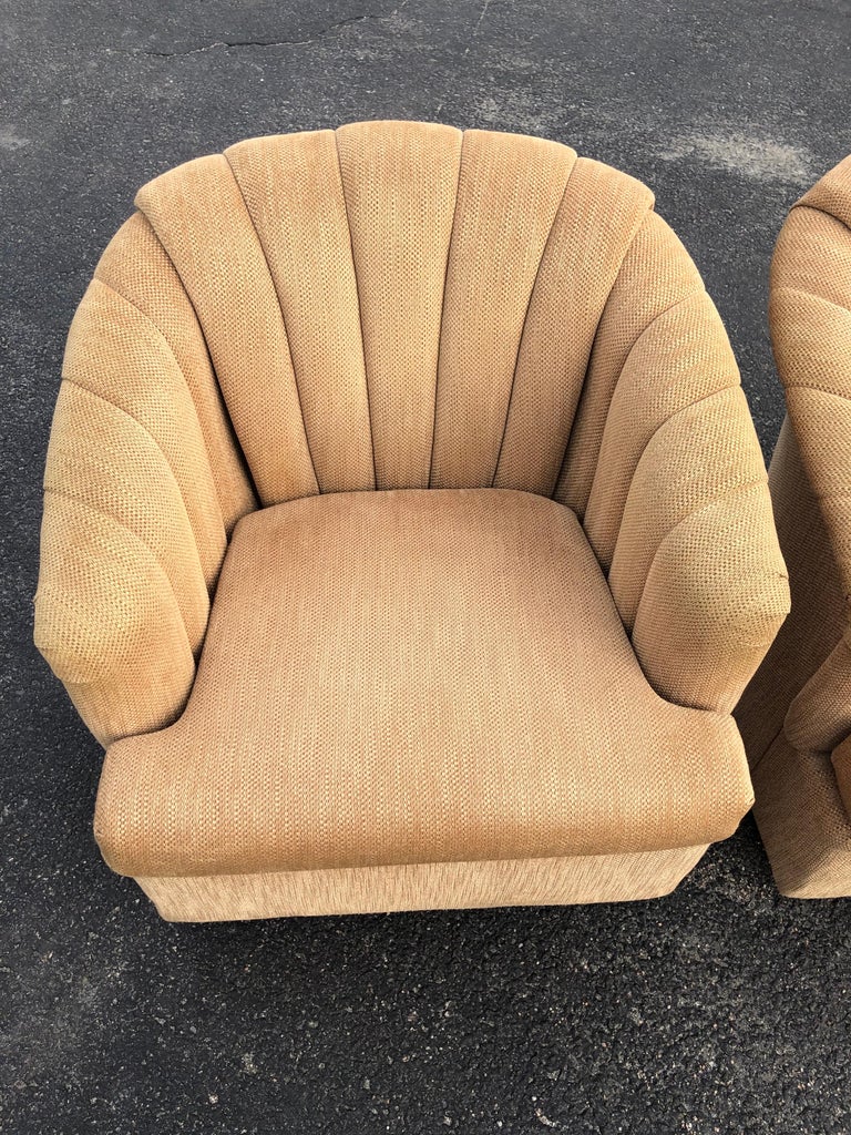 Pair of Channel Back Swivel Chairs at 1stDibs