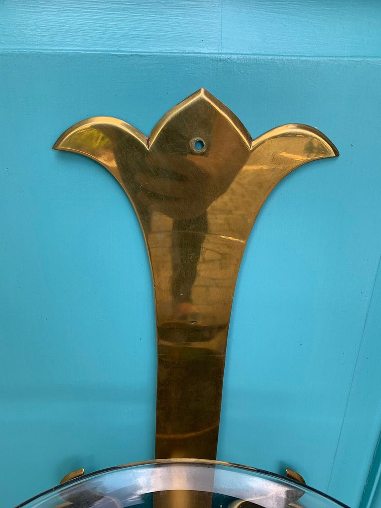 Pair of Chapman Style Brass Hurricane Sconces, circa 1970s at 1stDibs
