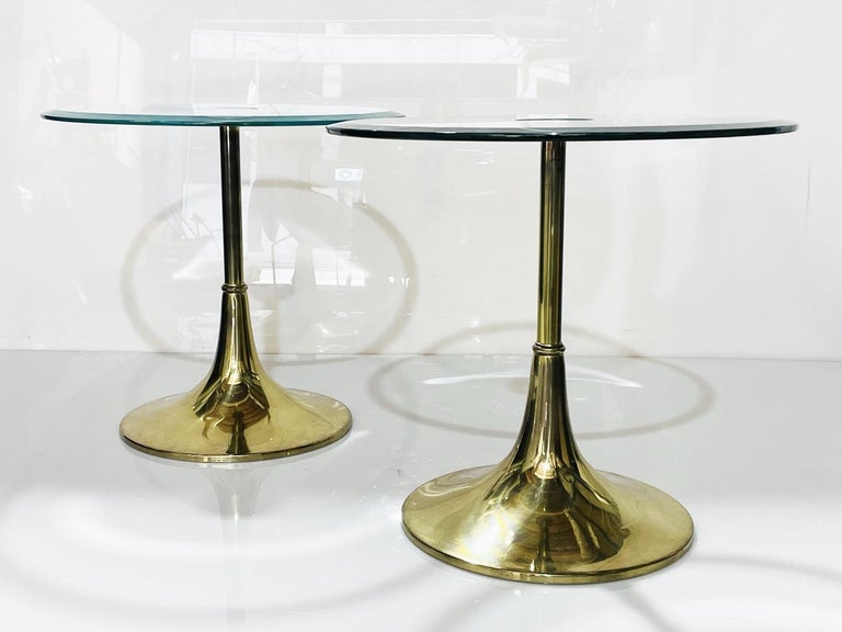 Pair of Charles Hollis Jones "Bugle" Base Side Tables in Brass and ...