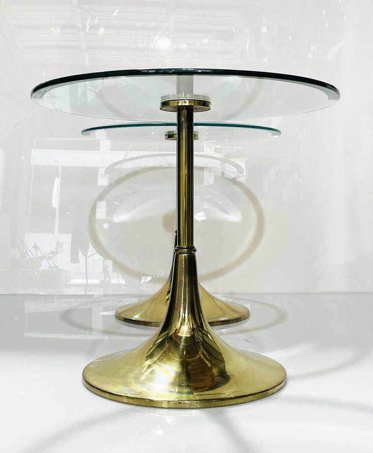 Pair of Charles Hollis Jones "Bugle" Base Side Tables in Brass and ...