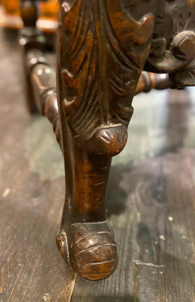 Pair of Charles II Beech and Caned Hall or Side Chairs For Sale at 1stDibs