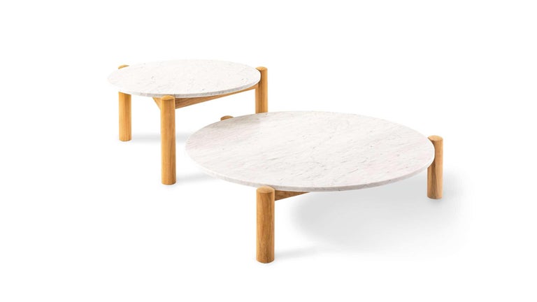 Pair of Charlotte Perriand Table À Plateau Interchangeable in Carrara ...