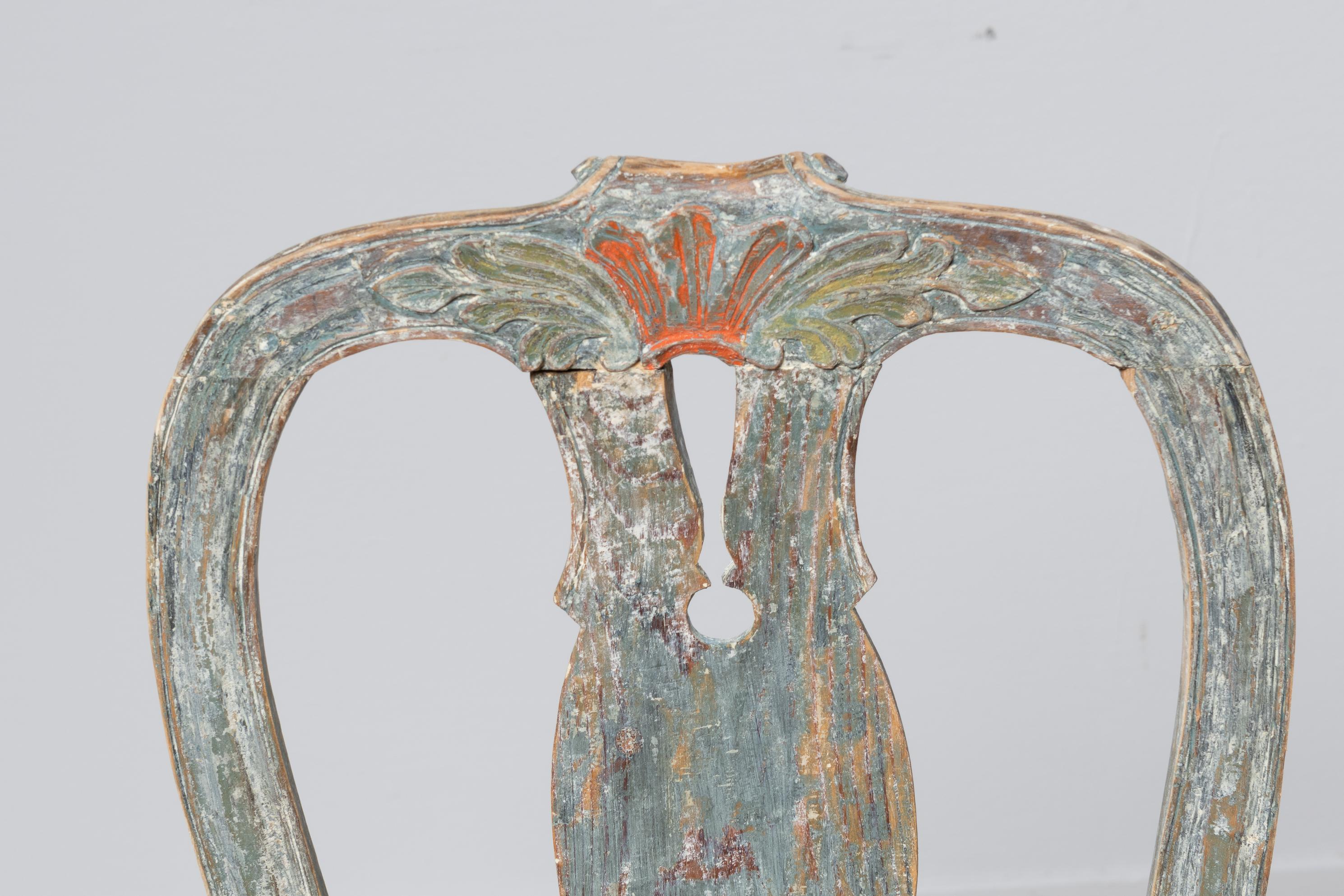 Pair of Charming Swedish Folk Art Rococo Chairs For Sale at 1stDibs