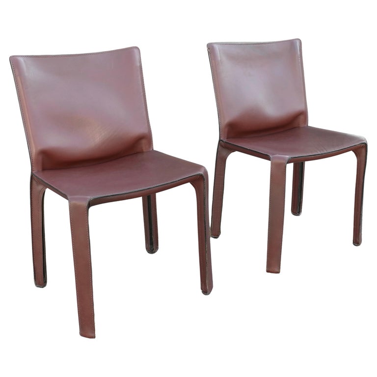 Pair of Chestnut Colored Cab Dining Chairs by Mario Bellini for Cassina ...