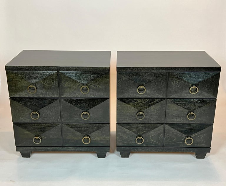 Pair of Chests in Silver Fox Black Cerused Wood For Sale at 1stDibs