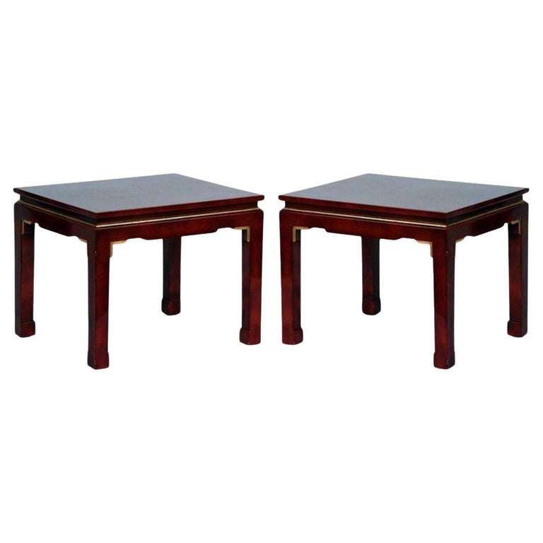 Pair of chic French 60's Asian inspired lacquer tables For Sale at 1stDibs
