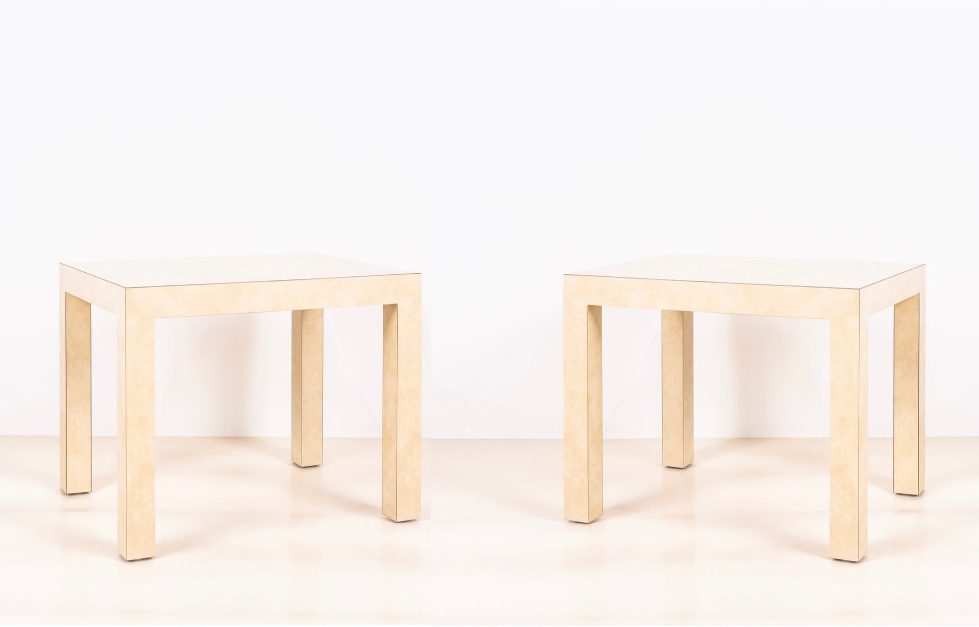 Pair of Chic Parsons Cream Parchment Laminate End Tables or Night ...