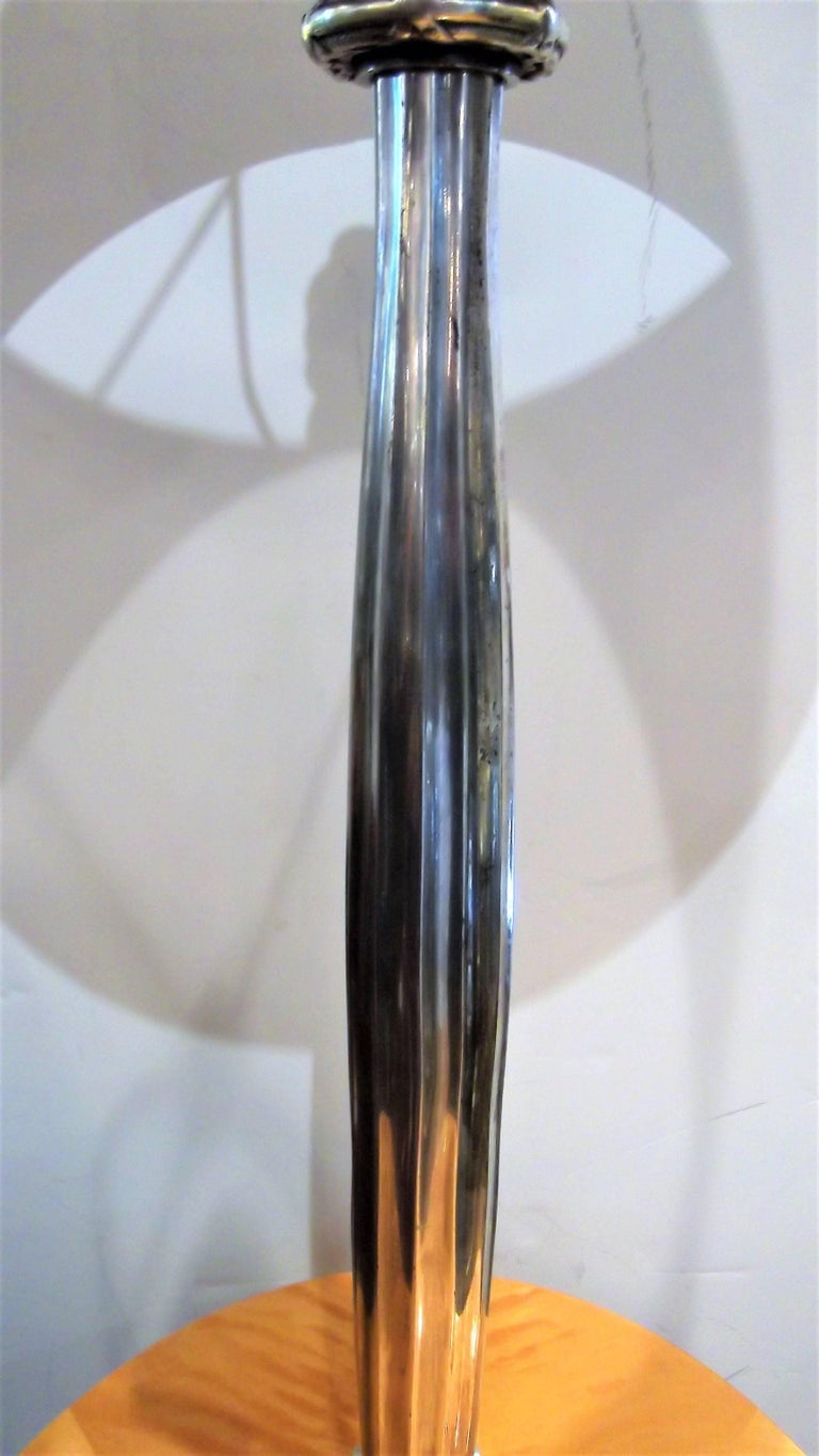 Pair of Chic Silvered Cast Bronze Fluted Column Table Lamps For Sale at ...