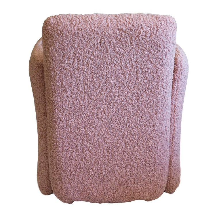 Pair of Chiclet Chairs in Blush Pink Faux Shearling/ Boucle, a pair at ...