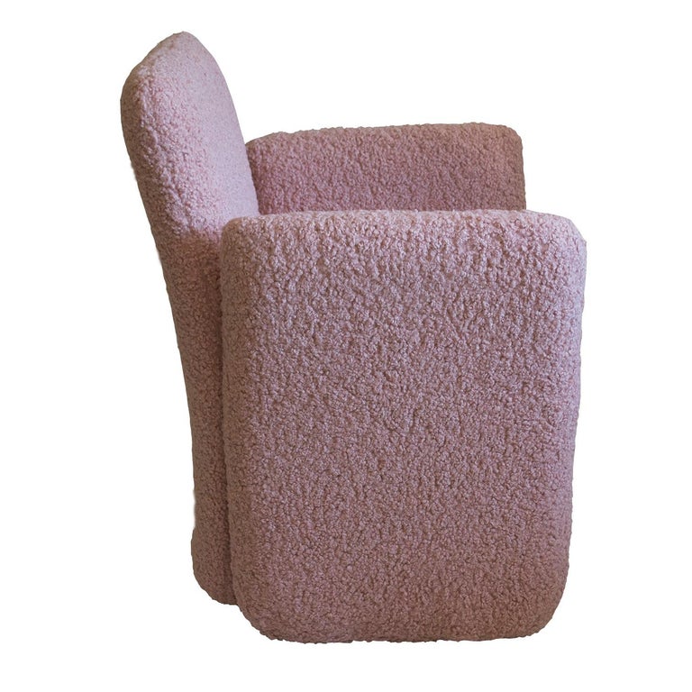 Pair of Chiclet Chairs in Blush Pink Faux Shearling/ Boucle, a pair at ...