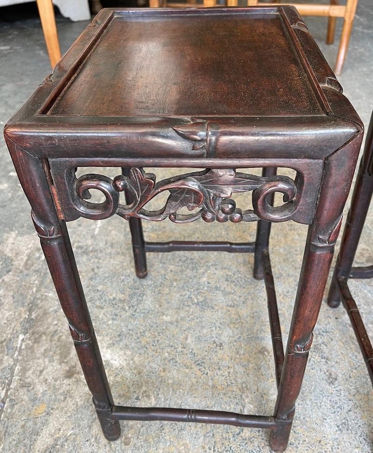 Pair of Chinese 19th Century Hand Carved Nesting Tables For Sale at 1stDibs