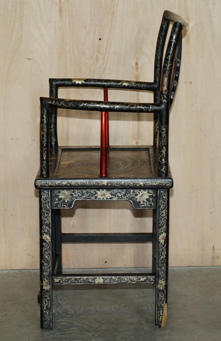 Pair of Chinese Antique Export Cir 1900 Lacquered and Painted Ming ...