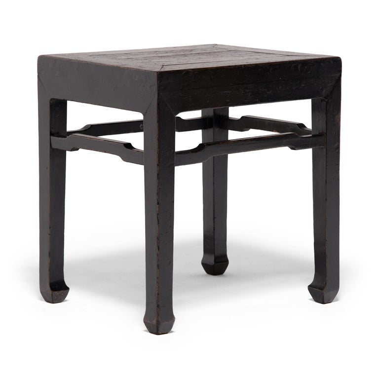 Pair of Chinese Black Lacquer Square Stools, c. 1850 at 1stDibs