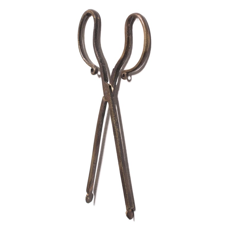 Pair of Chinese Brass Brazier Tongs, c. 1850 For Sale at 1stDibs