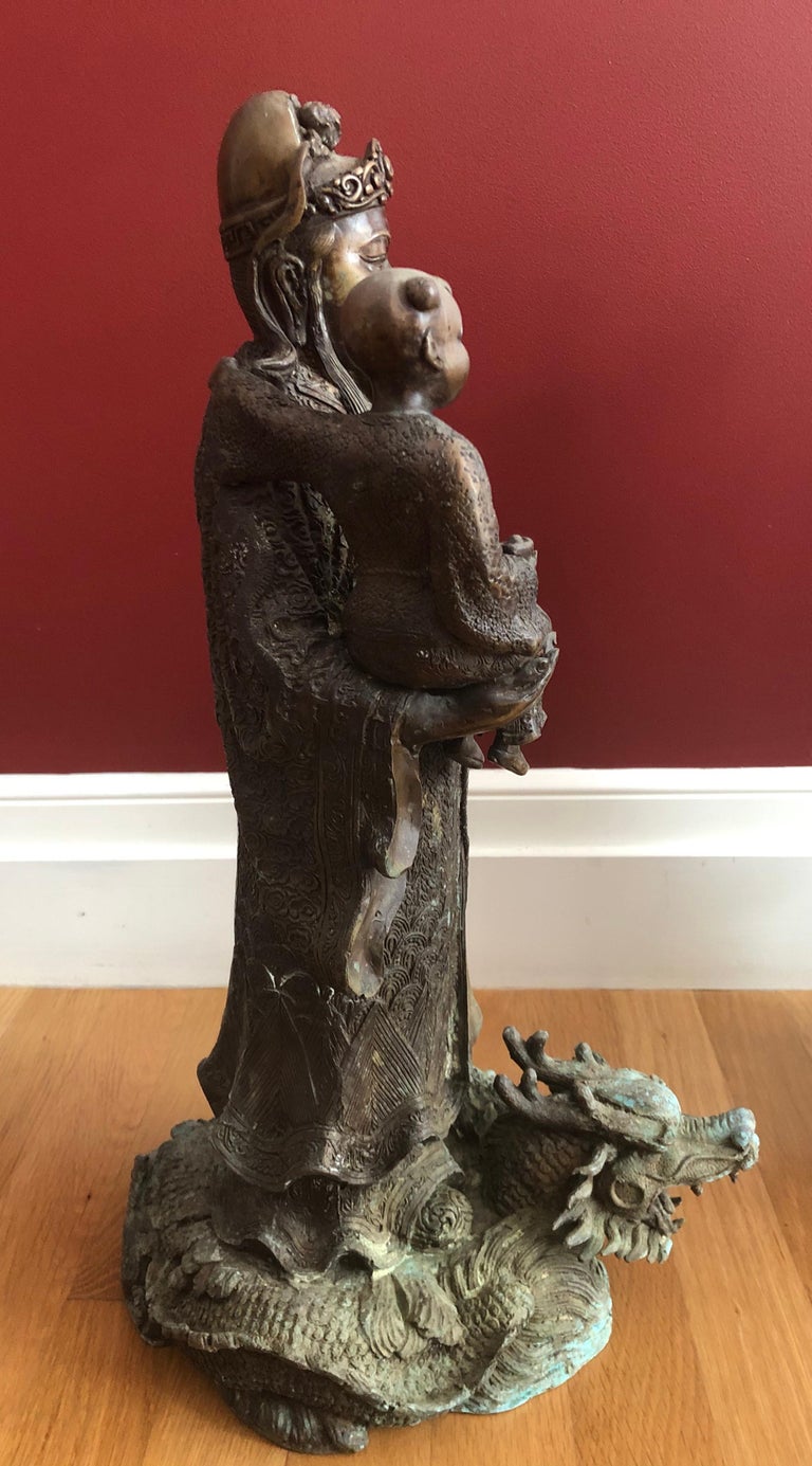 Pair of Chinese Bronze Deity Figures, 20th Century For Sale at 1stDibs