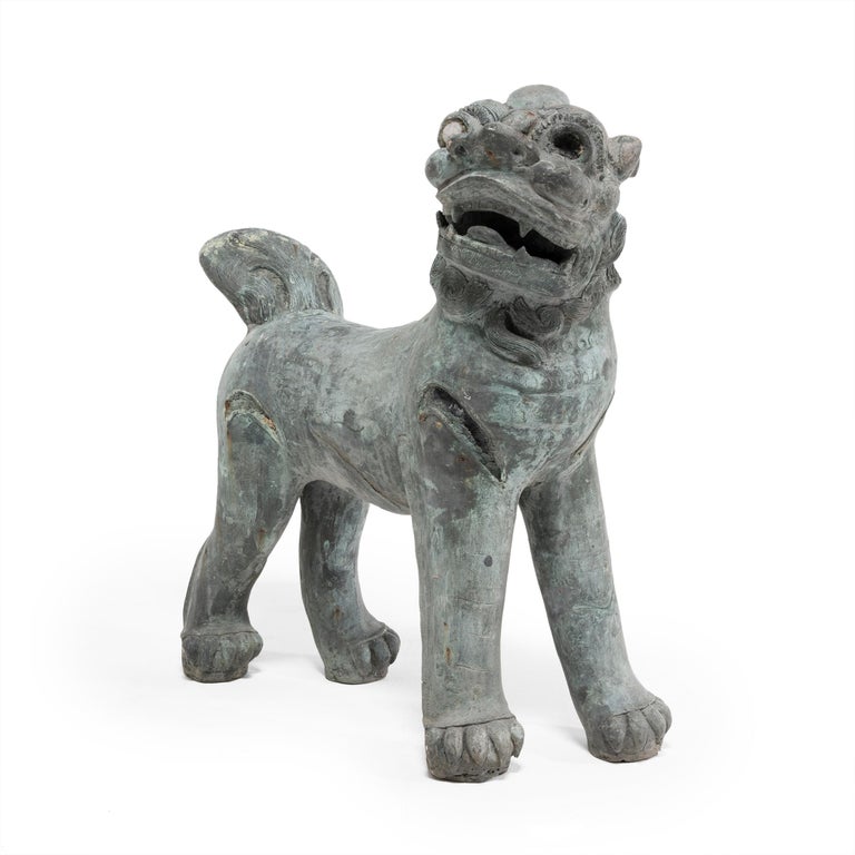 Pair of Chinese Bronze Fu Lion Guardians, c. 1850 at 1stDibs