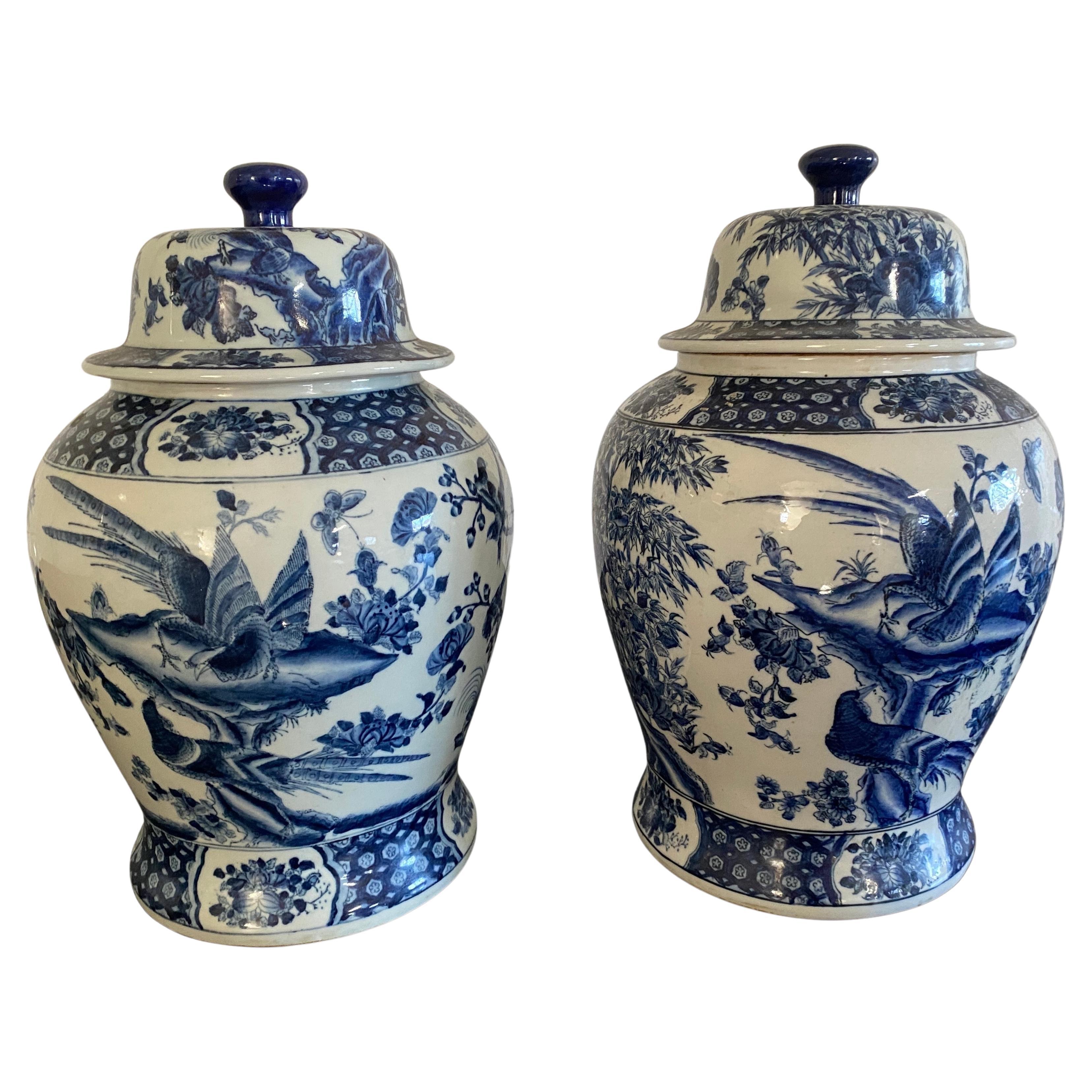 Chinese Export Porcelain Ginger Jars with Peonies, Matching Pair For ...