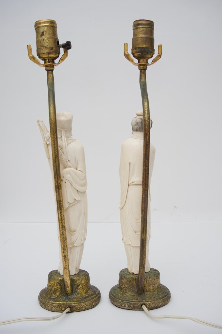 Pair of Chinese Carved Bone Lamps at 1stDibs