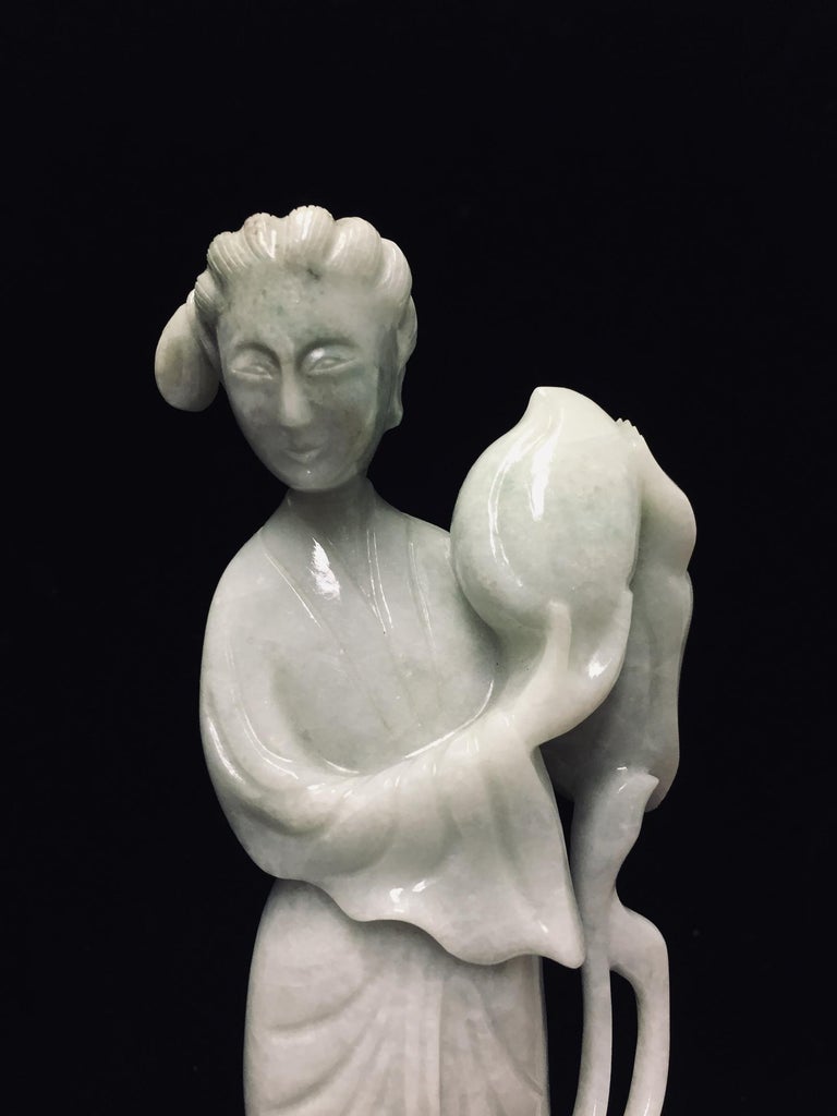 Pair of Chinese Carved Jade Maidens at 1stDibs