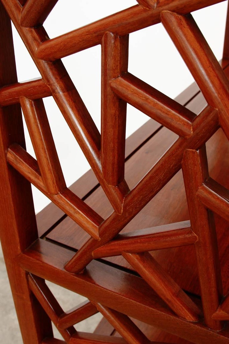 Pair of Chinese Carved Rosewood Display Cabinets or Bookcases For Sale ...