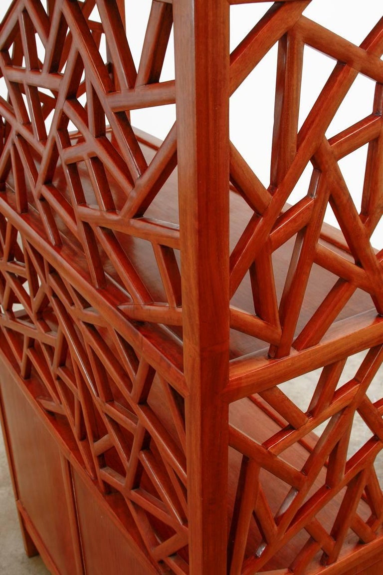 Pair of Chinese Carved Rosewood Display Cabinets or Bookcases For Sale ...