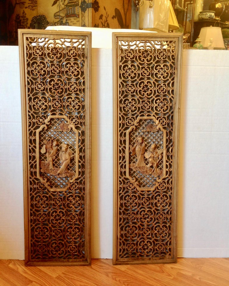 Pair of Chinese Carved Wall Panels at 1stDibs | chinese wall panels ...
