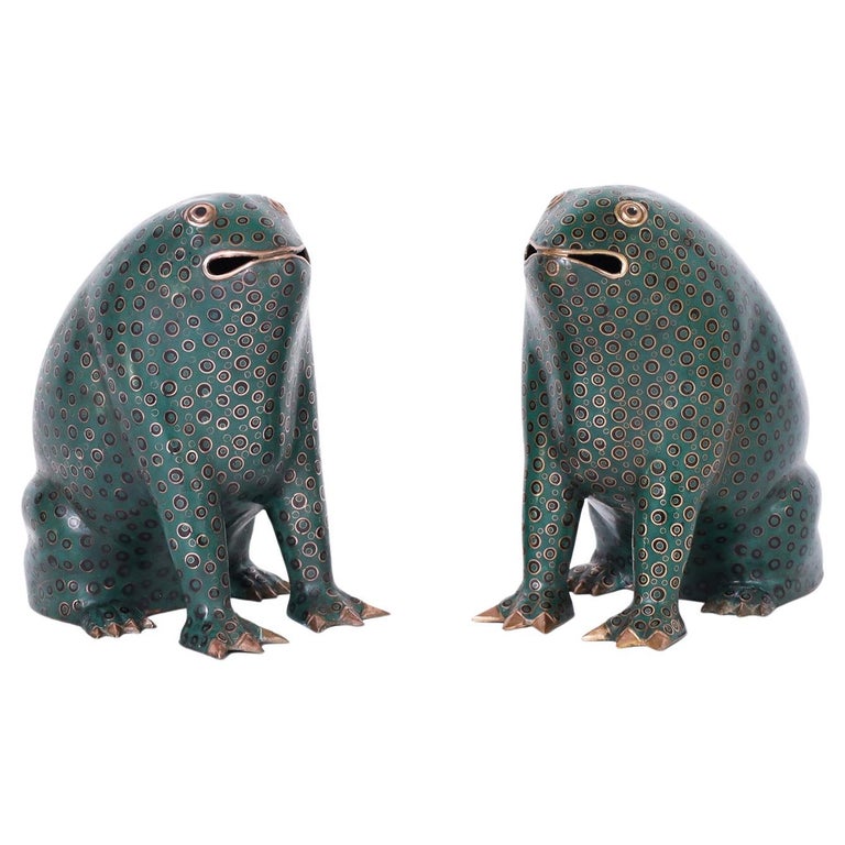 Pair of Chinese Cloisonné Frogs at 1stDibs