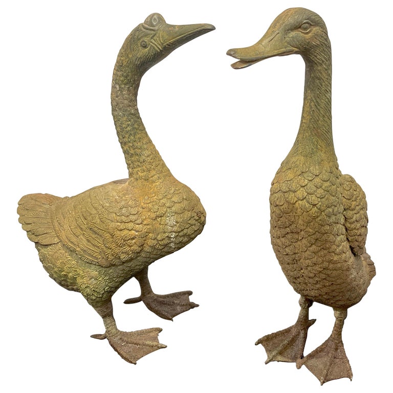 Pair of Chinese Export Bronze Ducks For Sale at 1stDibs