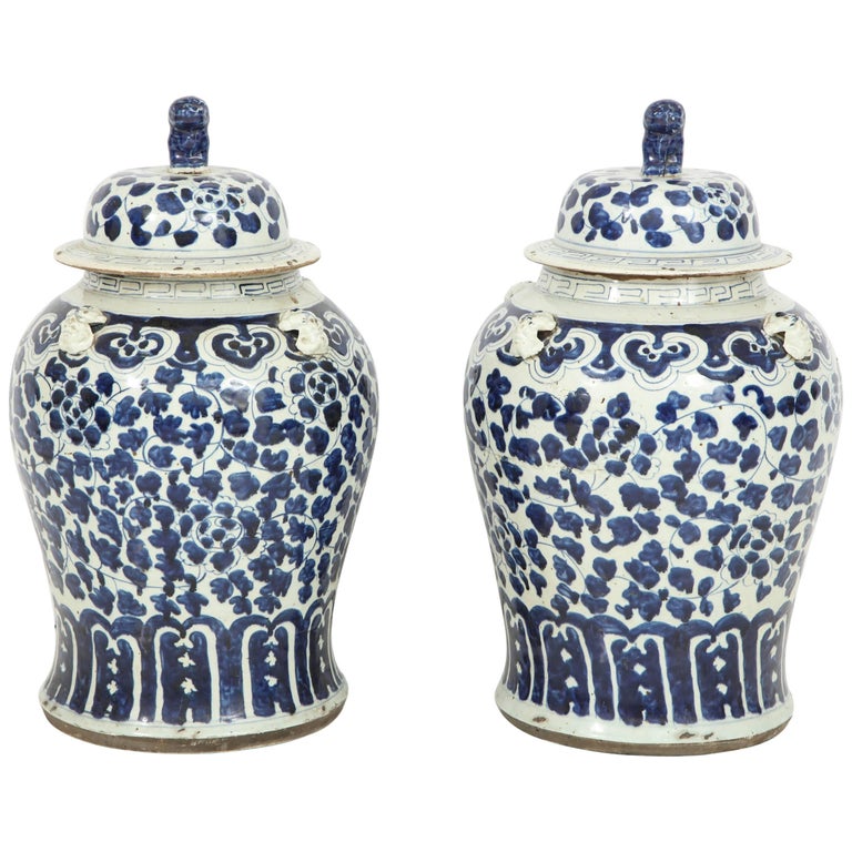 Pair of Chinese Export Jars with Lids at 1stDibs