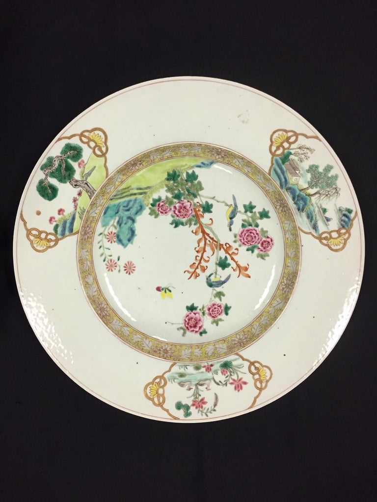 Pair of Chinese Export Porcelain Chargers, 18th Century For Sale at 1stDibs