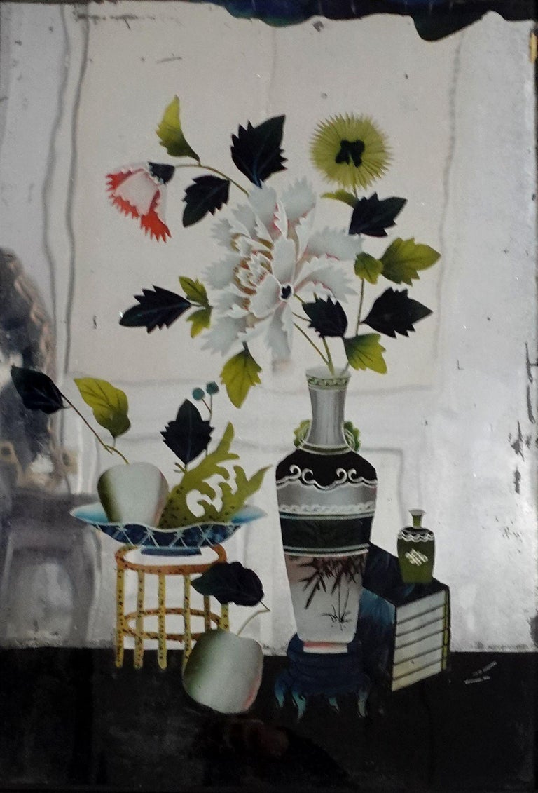 Pair of Chinese Export Reverse Paintings on Mirrors, Still Life#2 For ...
