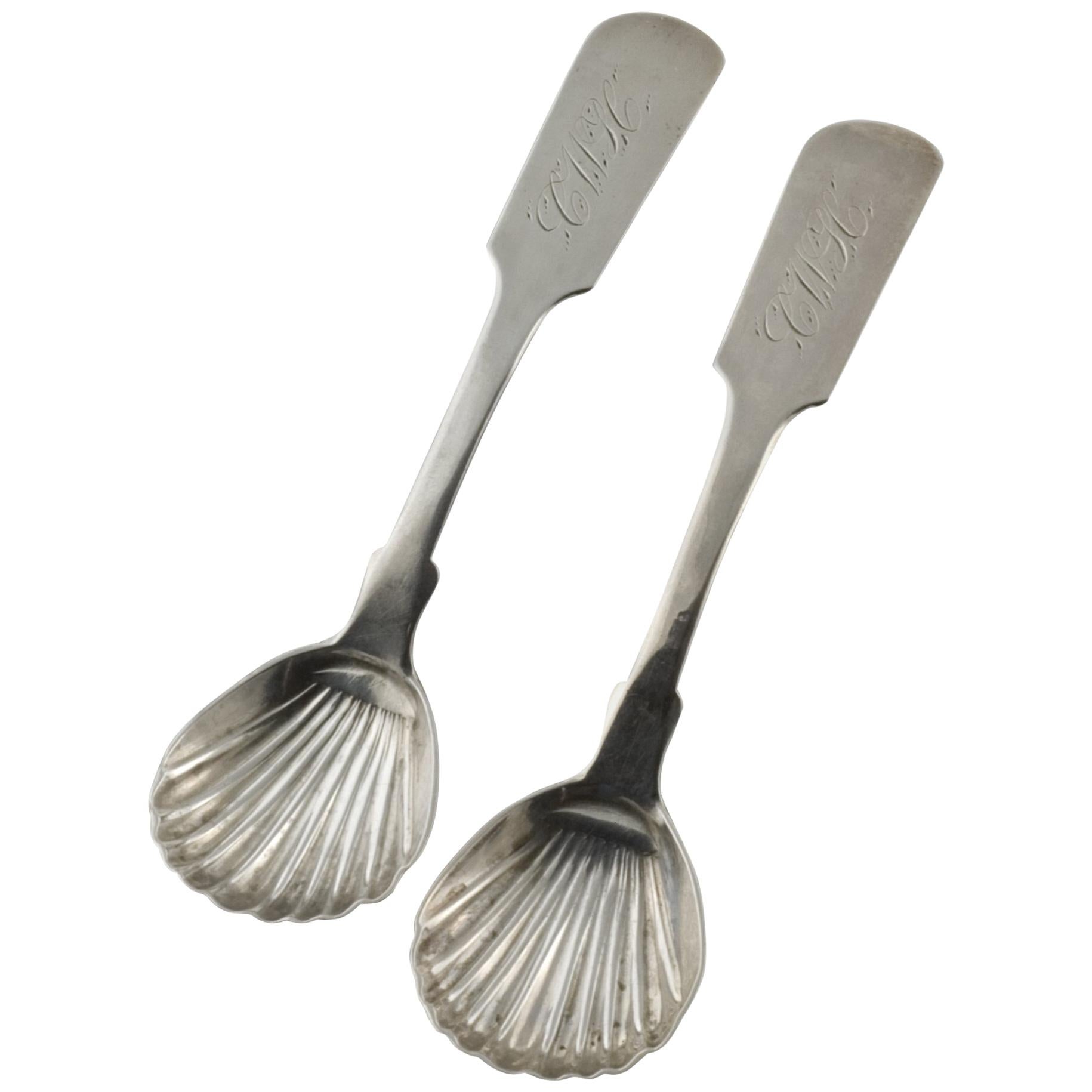 Pair of Chinese Export Silver Fiddle Pattern Salt Spoons For Sale at ...