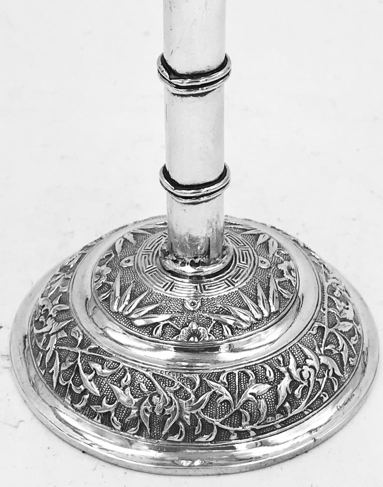 Pair of Chinese Export Silver Vases For Sale at 1stDibs