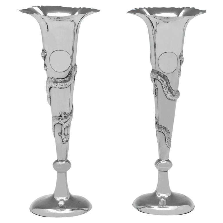 Pair of Chinese Export Silver Vases - Made by Wang Hing circa 1900 ...